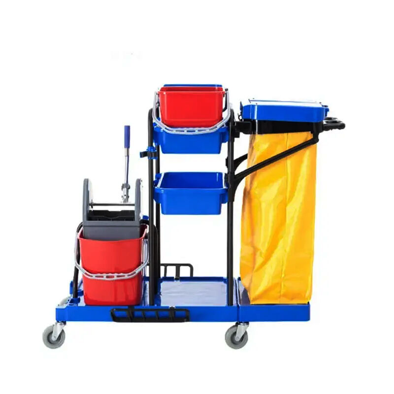 Janitor Cleaning Cart with Bucket and Mop Wringer Set , Polypropylene ...