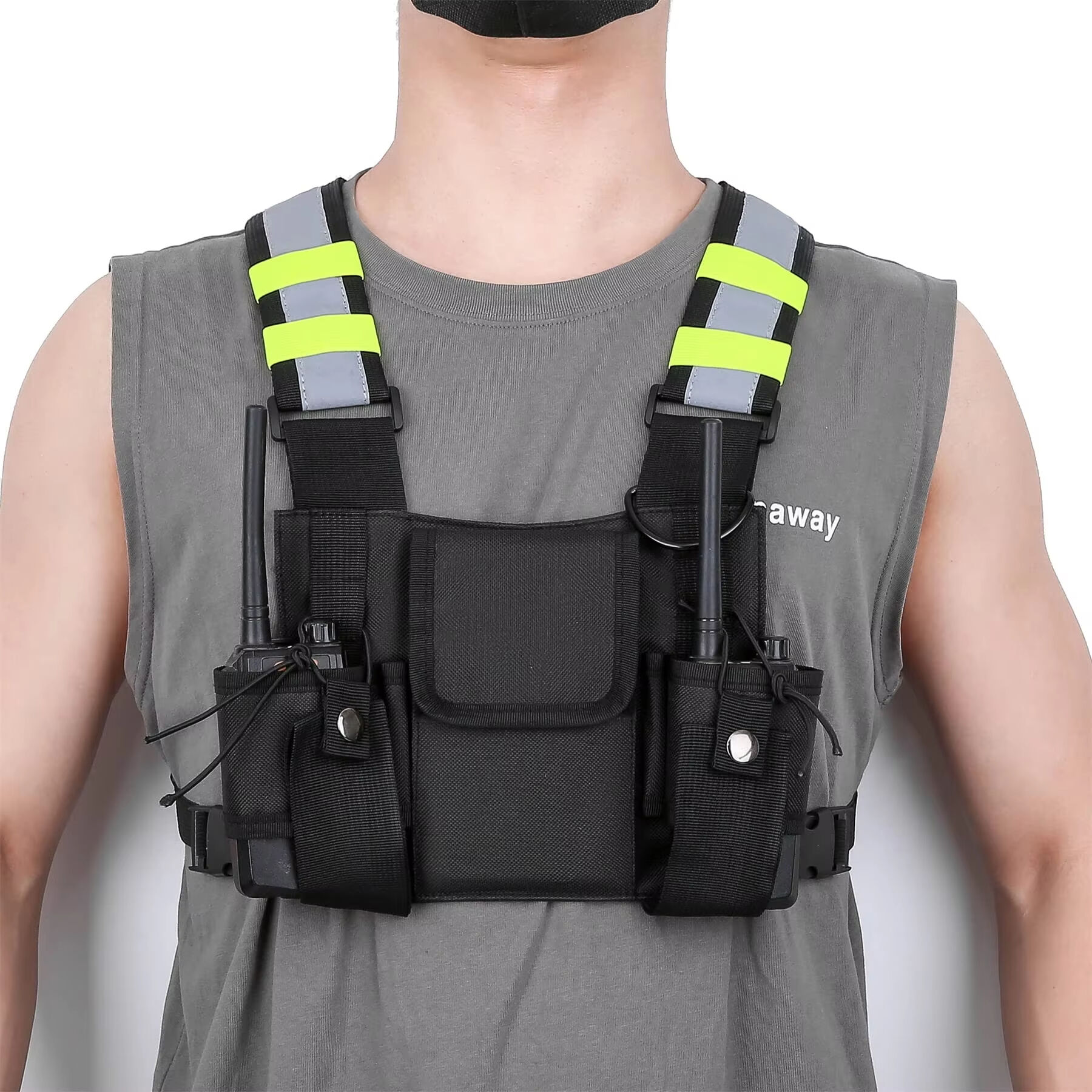 Universal Streetwear Men's Chest Rig - Hiphop Hands-Free Running Vest Pack