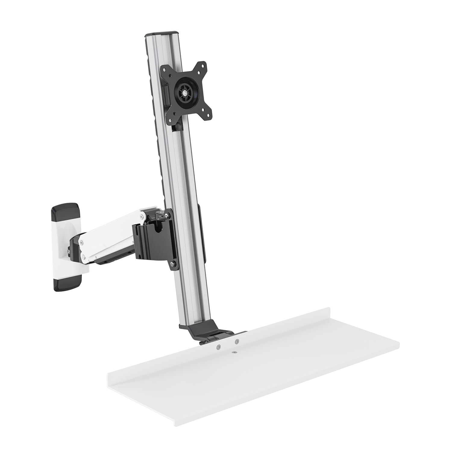 Sit-Stand Wall Mount Monitor Arm with Keyboard Tray & Storage – V ...