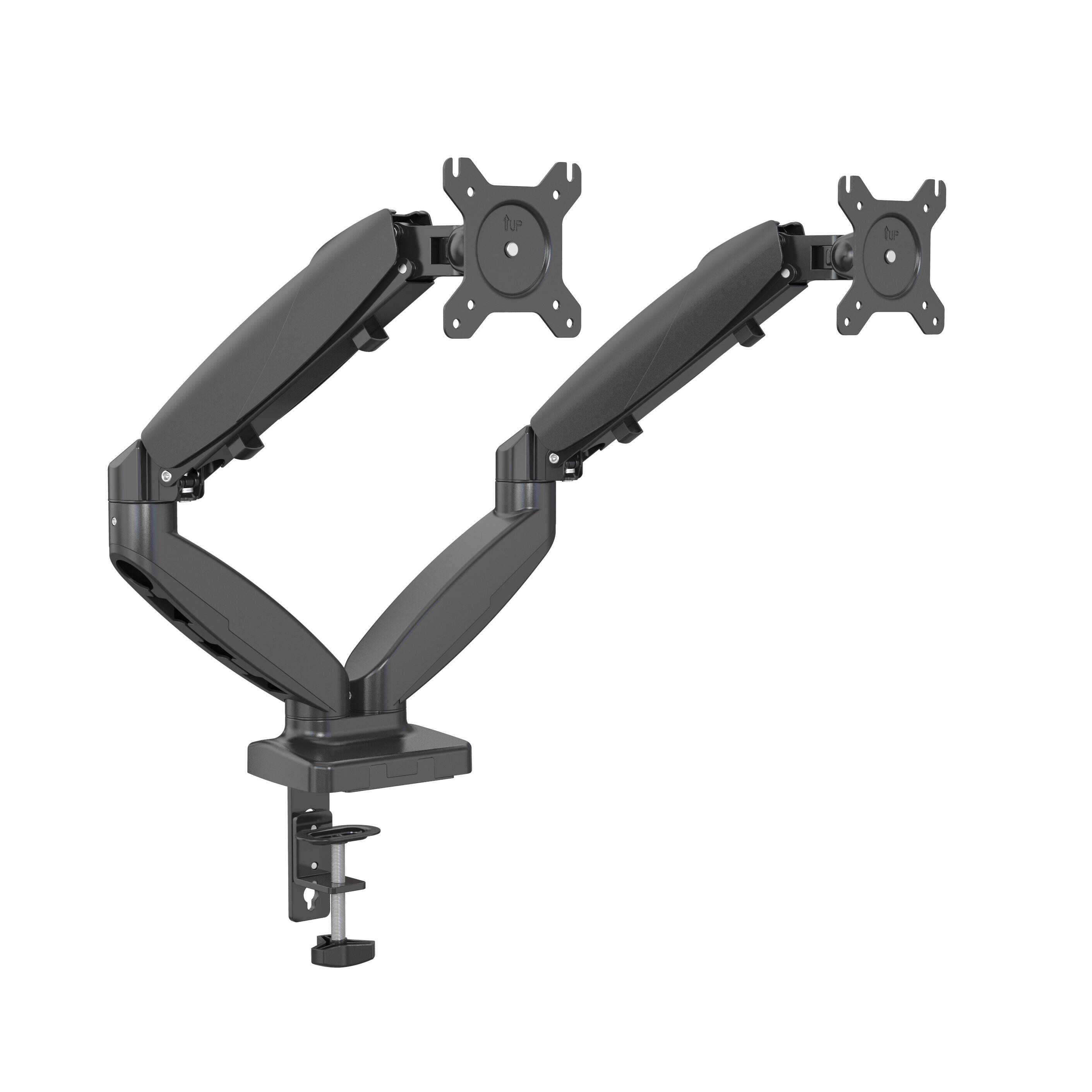 Dual Monitor Gas Spring Desktop Mount with Integrated Cable Management ...