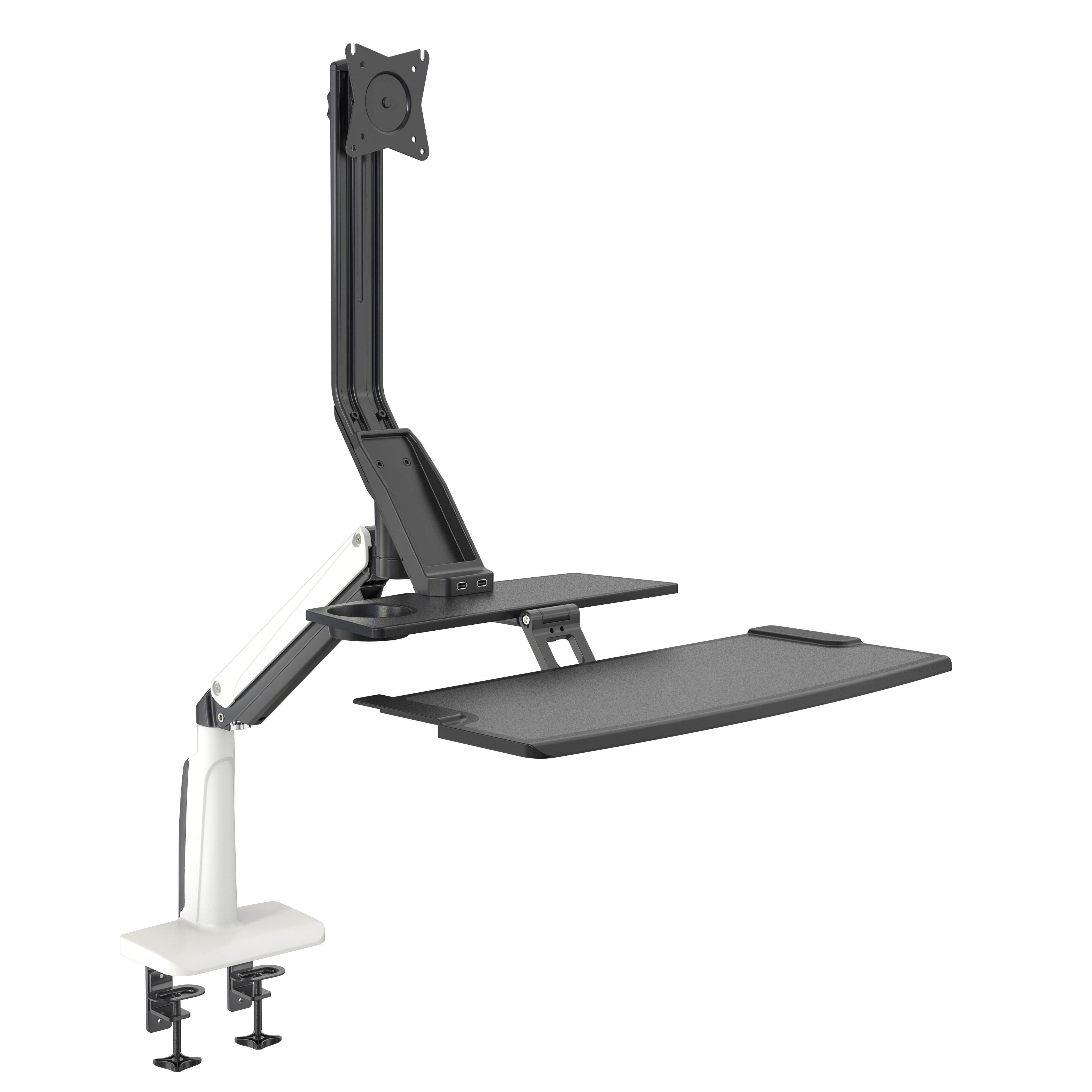 Adjustable Sit-Stand Monitor Arm with Keyboard Tray – V-MOUNTS VM-WS21E ...