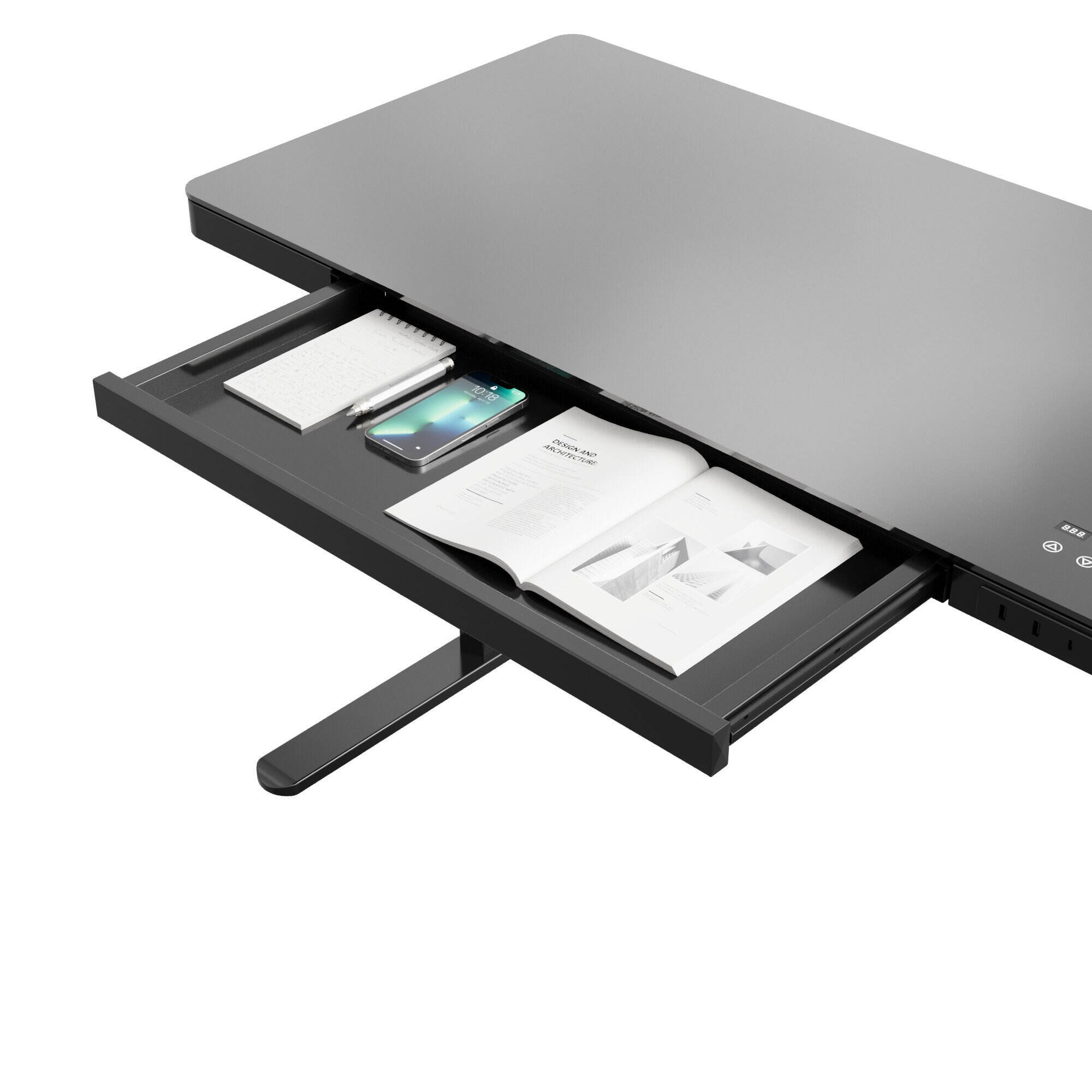 Smart Standing Desk with Wireless Charging & Tempered Glass Top V ...