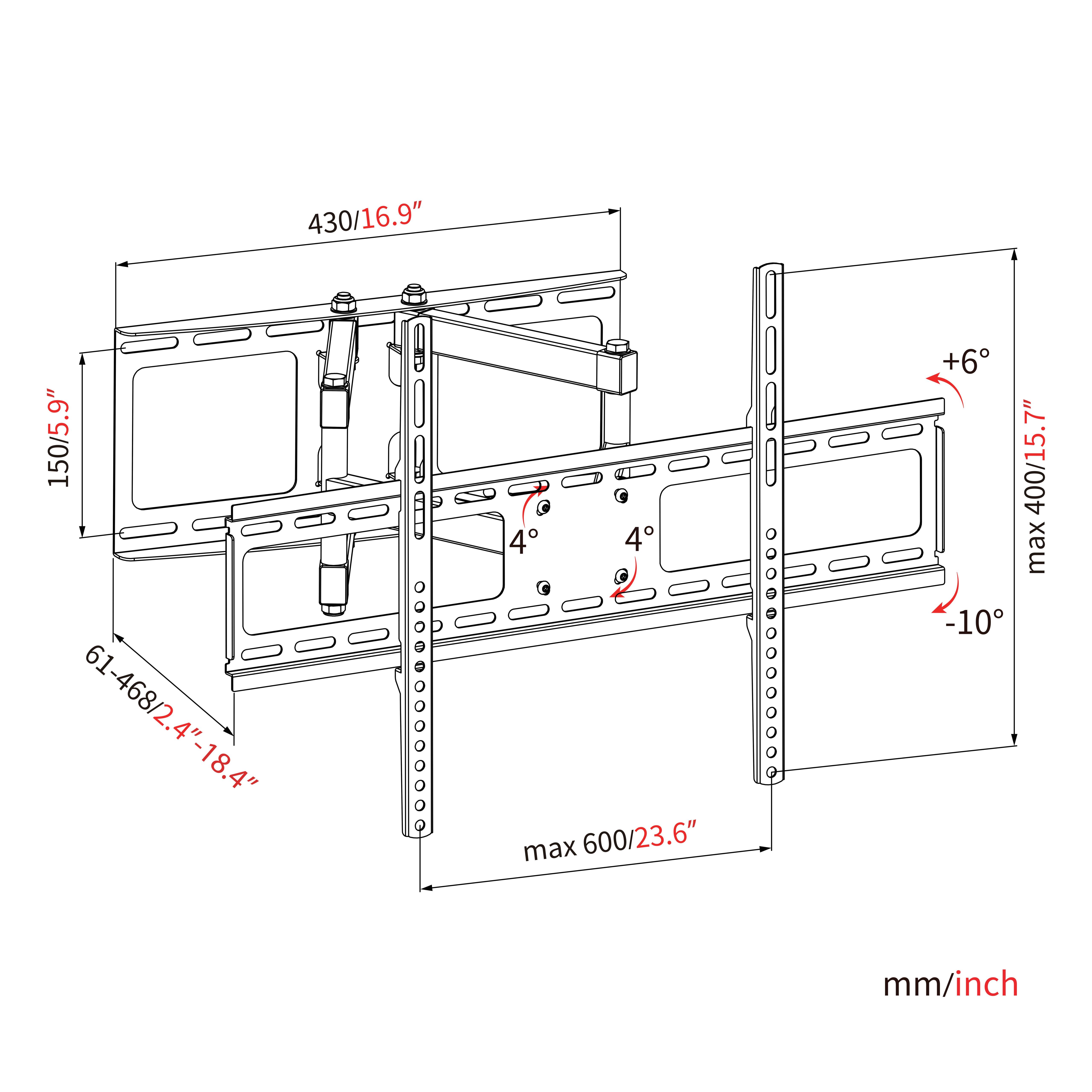 Full Motion TV Wall Mount for 37–86 Inch Screens, Swivel & Tilt – V-MOUNTS VM-TA301 | Full ...