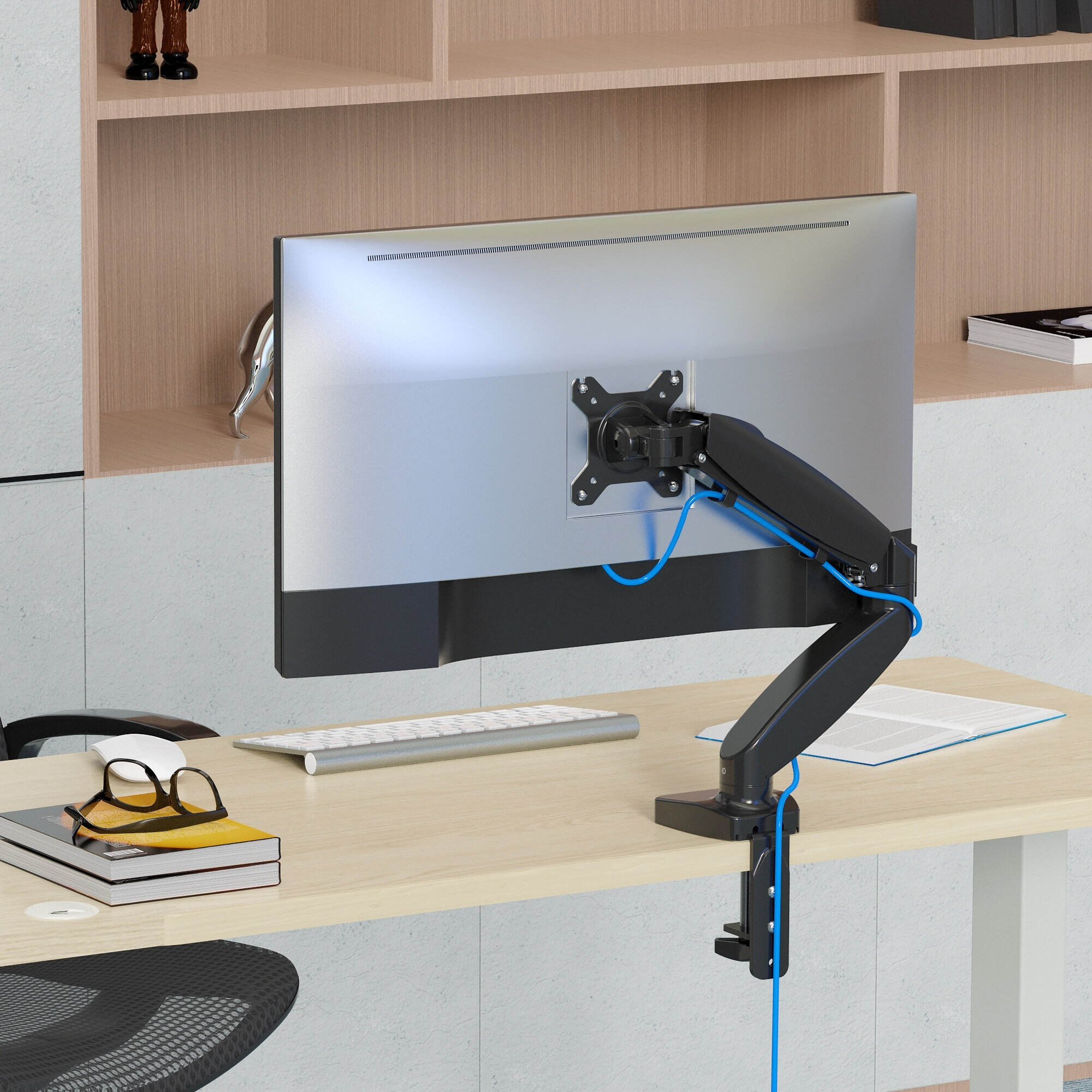 Height Adjustable Gas Spring Monitor Arm for 15-32" Screens, Desktop ...