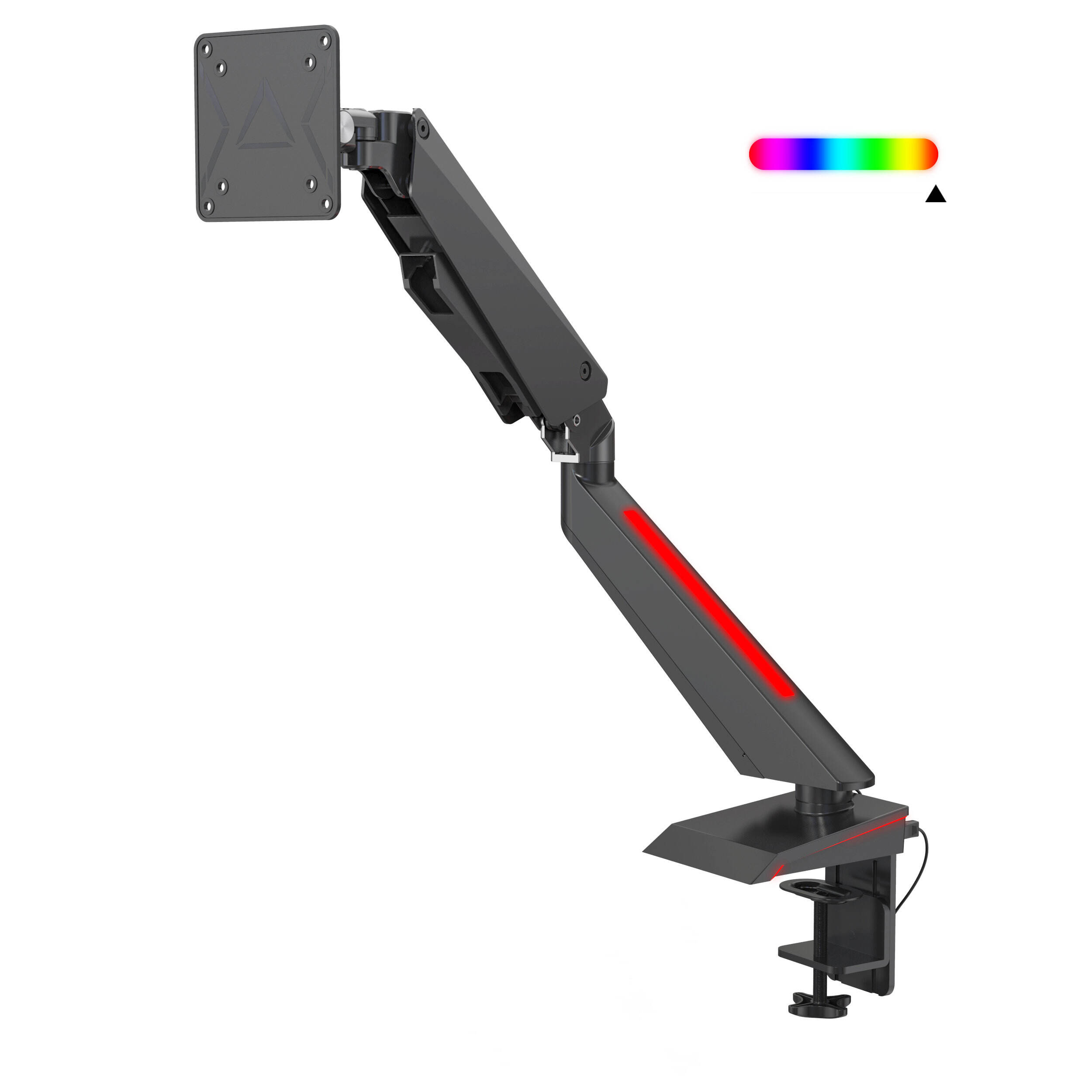 Aluminum RGB Gaming Monitor Arm with Gas Spring Adjustment & LED Base ...