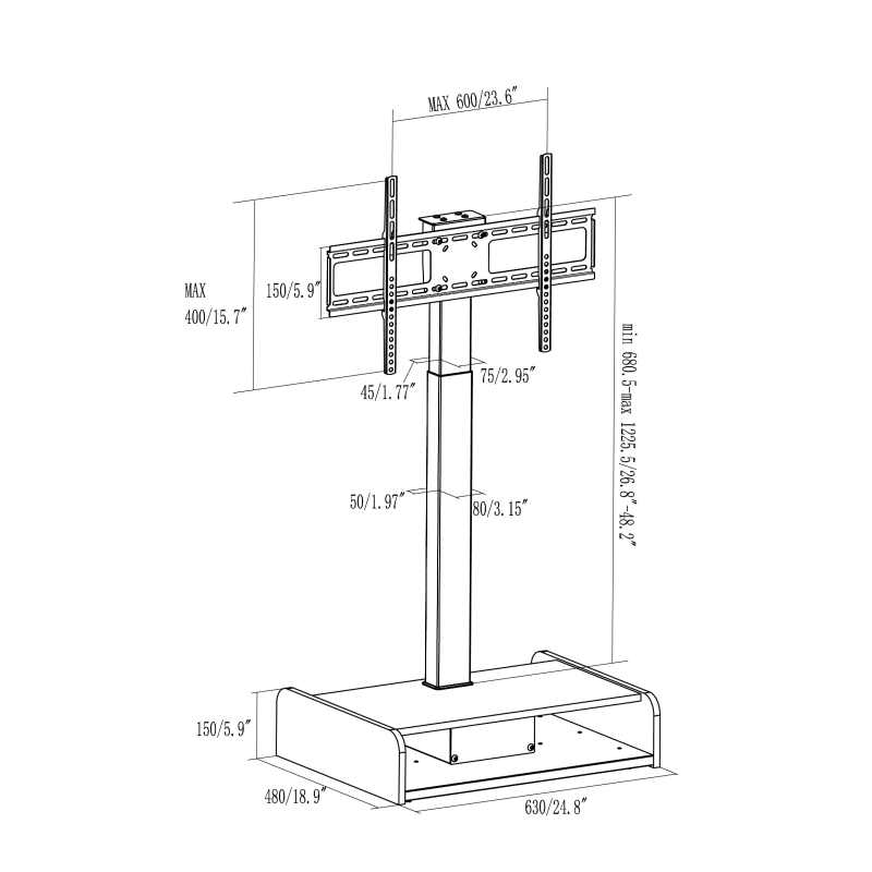 Motorized TV Floor Stand with Remote – Adjustable Telescopic Electric ...