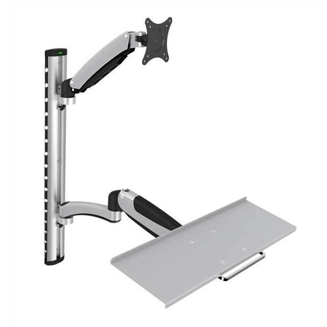 Sit-to-Stand Wall Mount Adjustable Monitor Station with Keyboard Tray ...