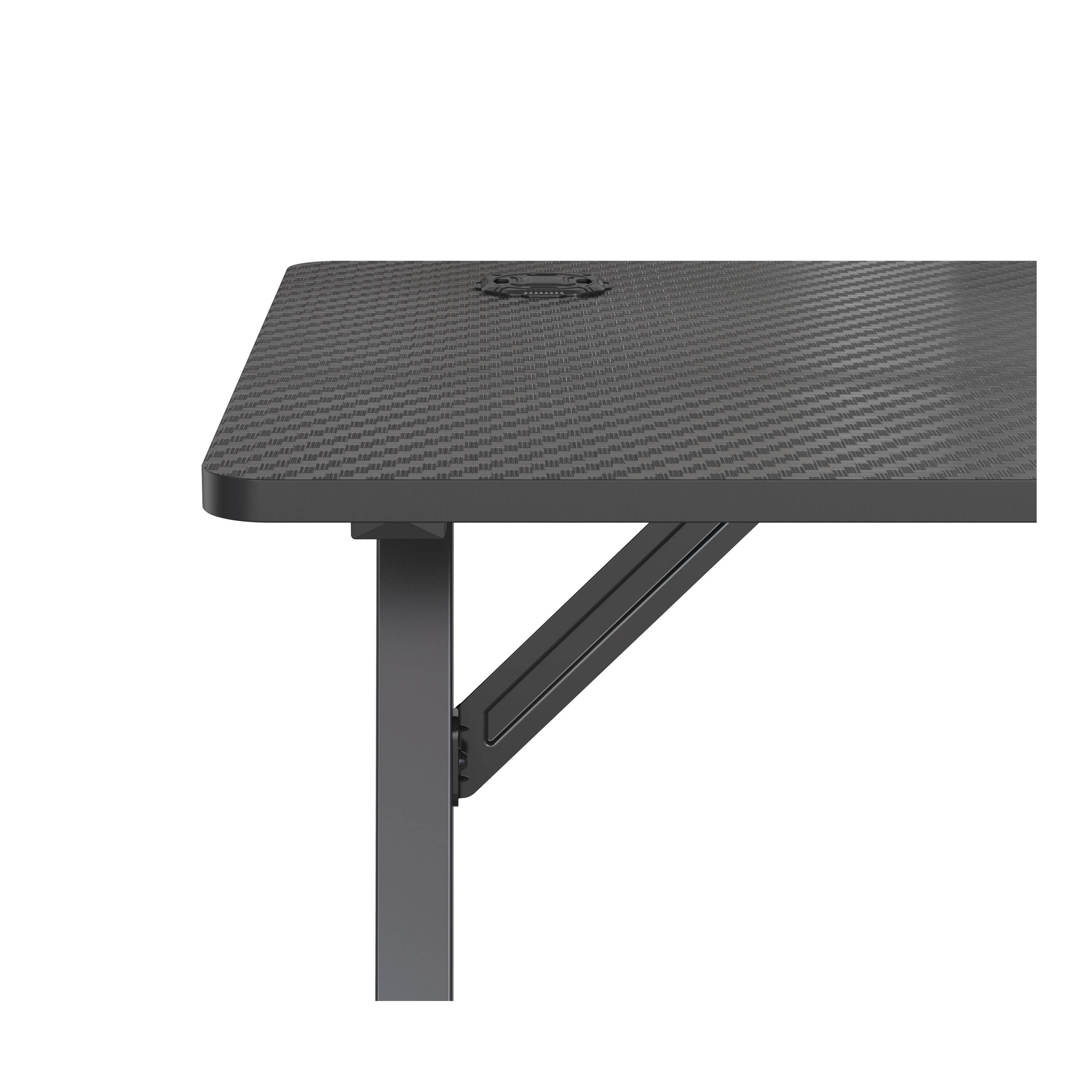 Gaming Desk with LED Lights & Z-Shaped Legs, Large Carbon Fiber Surface ...