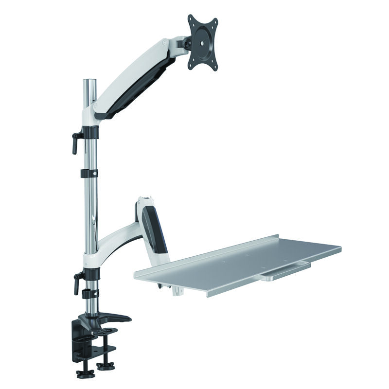 Height Adjustable Sit-to-Stand Monitor Riser with Keyboard Tray Desk ...