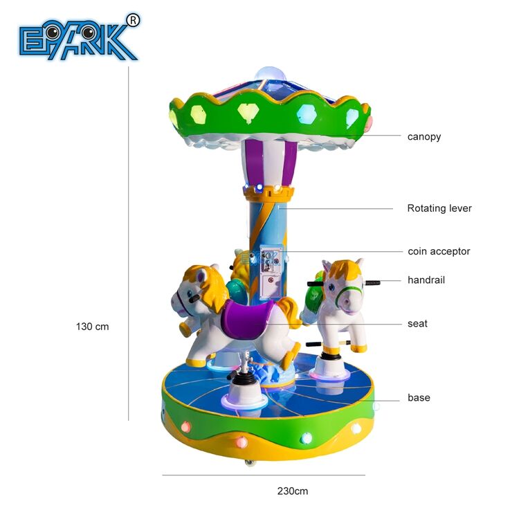 3 Seats Kids Mini Merry Go Round Indoor Coin Operated Kiddie Mini ...