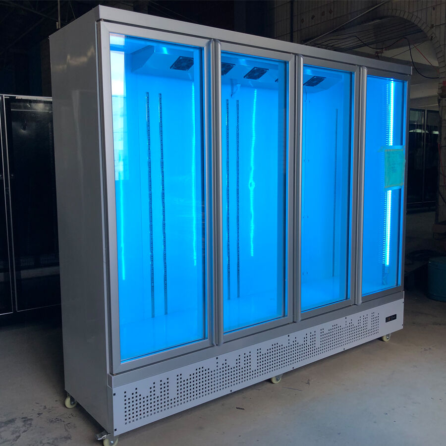 Anti-fog Glass Doors: Seafood Vertical Merchandising Display Freezer