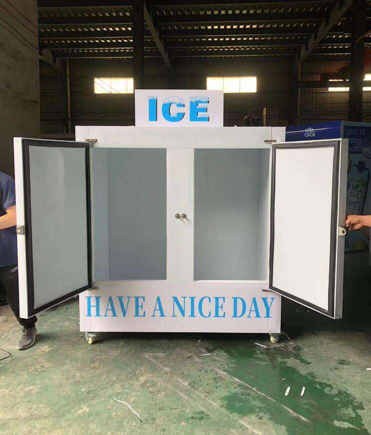 Double Door Cold Wall Ice Storage Freezer for Supermarkets & Gas Stations