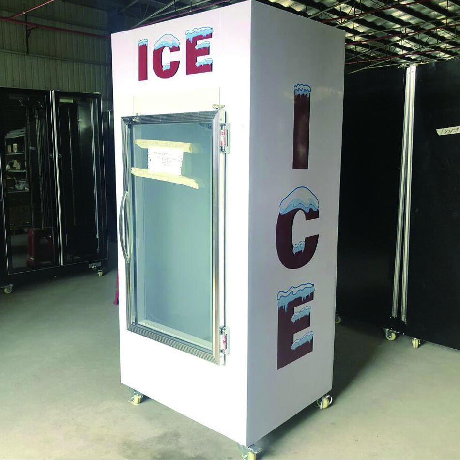 Indoor Single Door Commercial Packed Ice Bags Freezer Merchandiser
