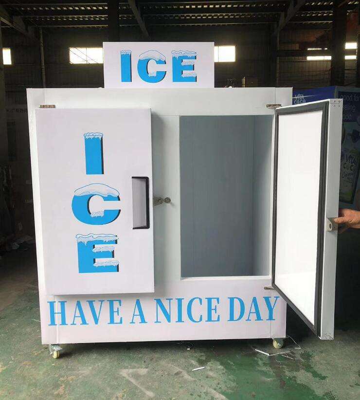 Double Door Cold Wall Ice Storage Freezer for Supermarkets & Gas Stations
