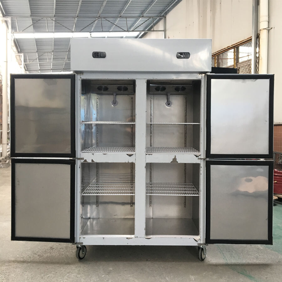 Stainless Steel Commercial Upright: Split Freezer & Chiller Combo