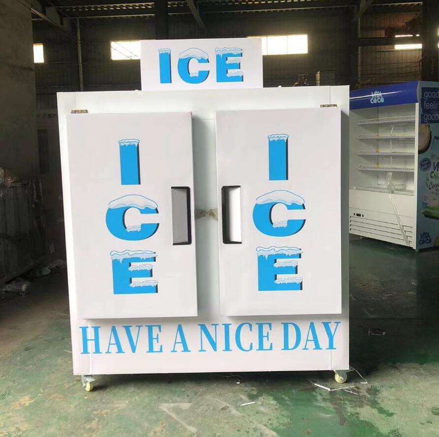 Double Door Cold Wall Ice Storage Freezer for Supermarkets & Gas Stations