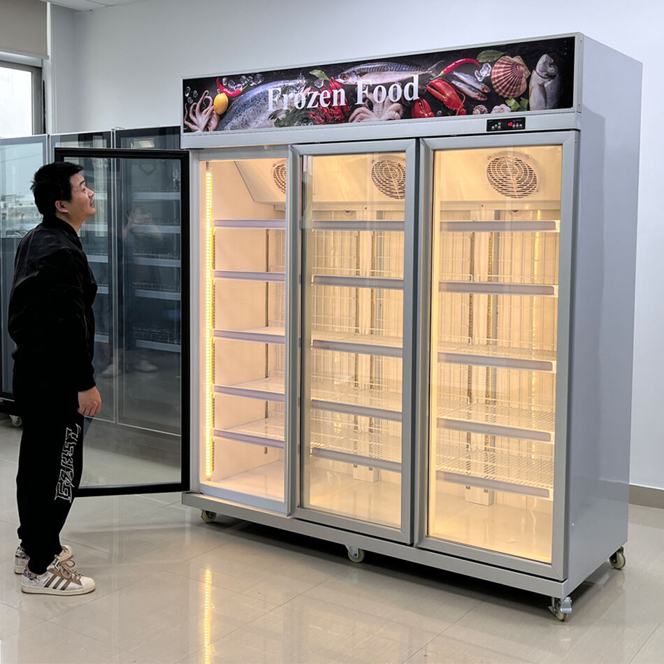 Custom Logo Commercial Vertical Display Freezer with Canopy
