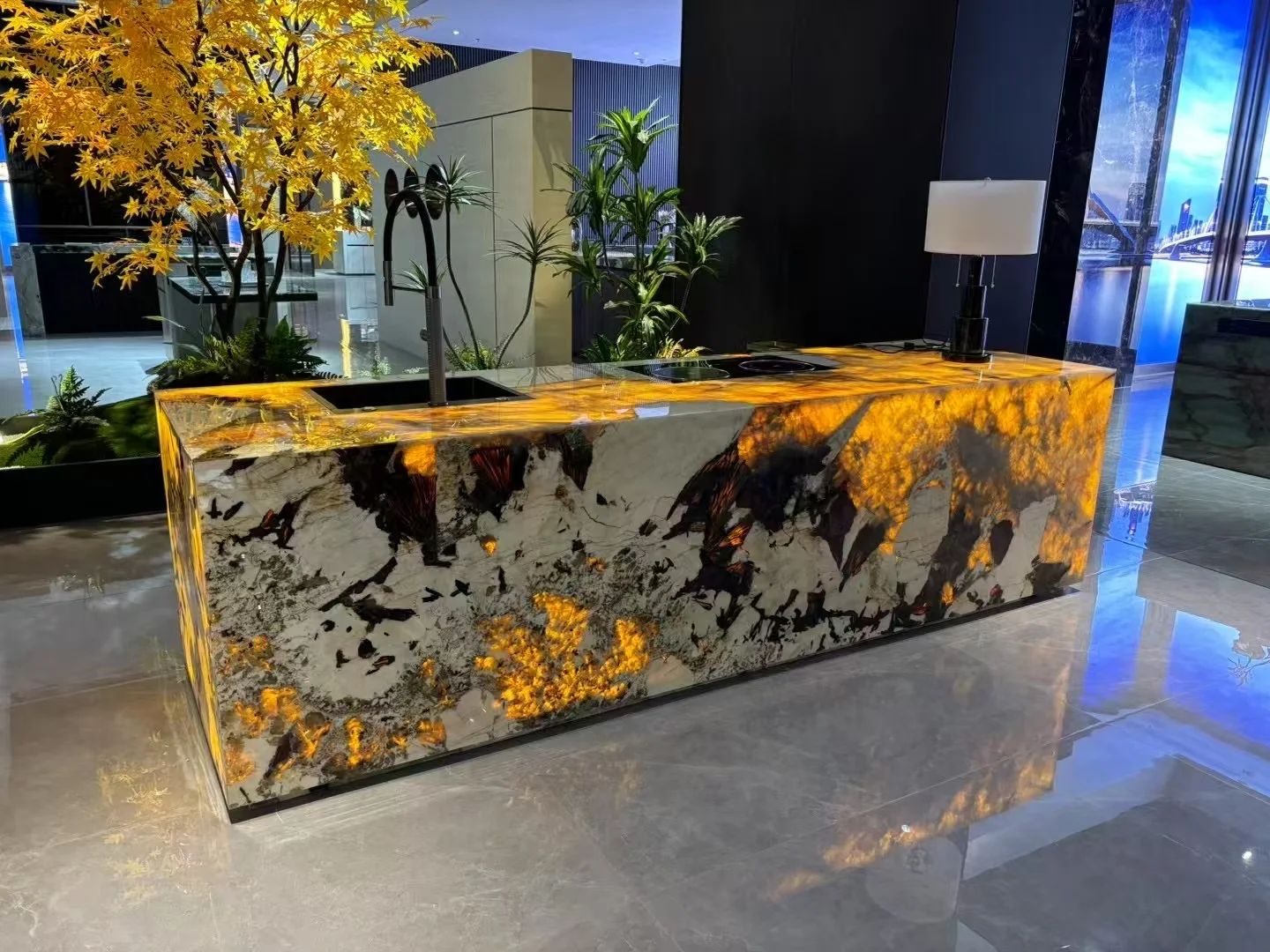Backlit Patagonia Kitchen Island for Commercial Kitchens | Energy Efficient
