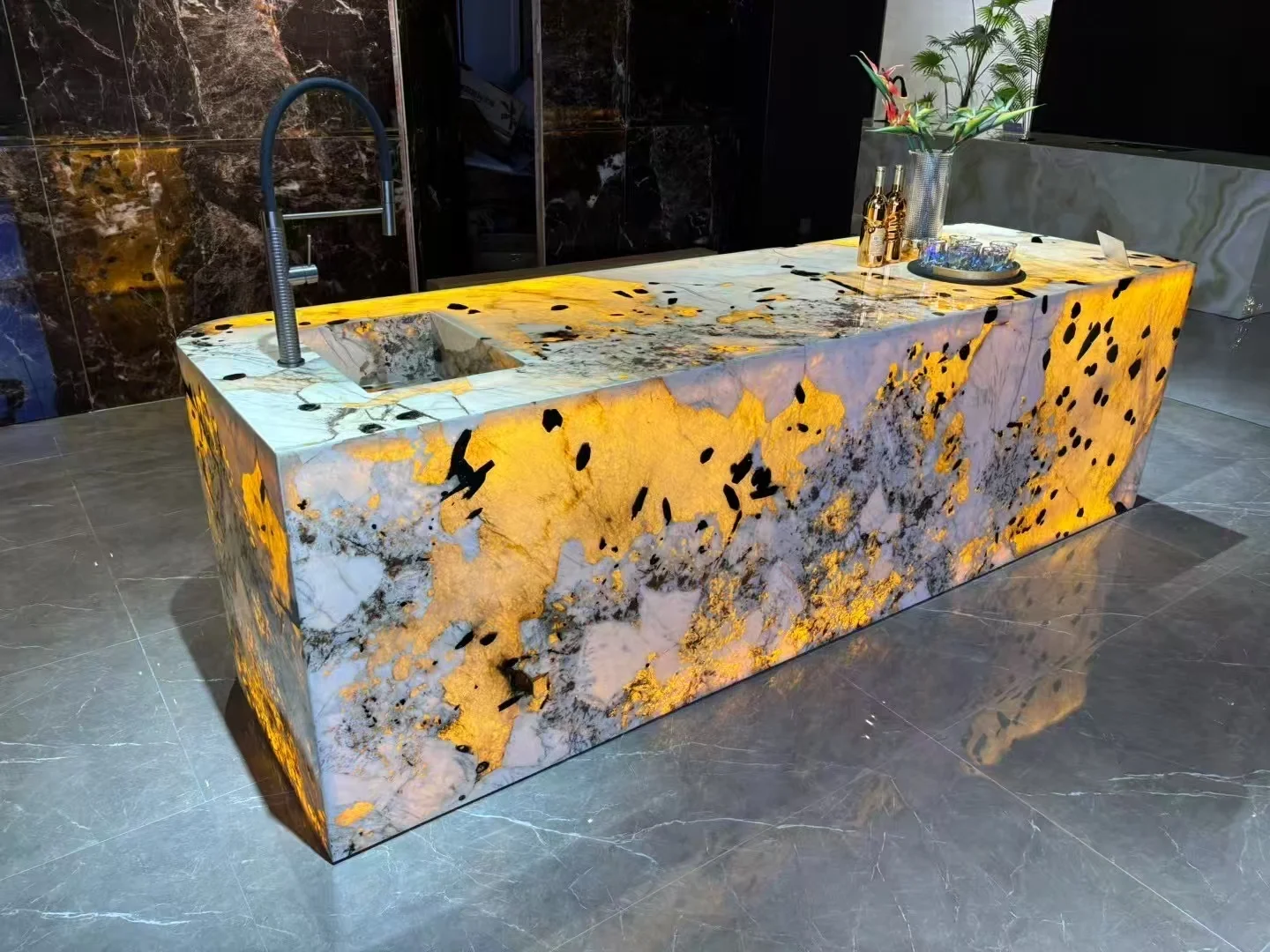 Backlit Patagonia Kitchen Island for Commercial Kitchens | Energy Efficient