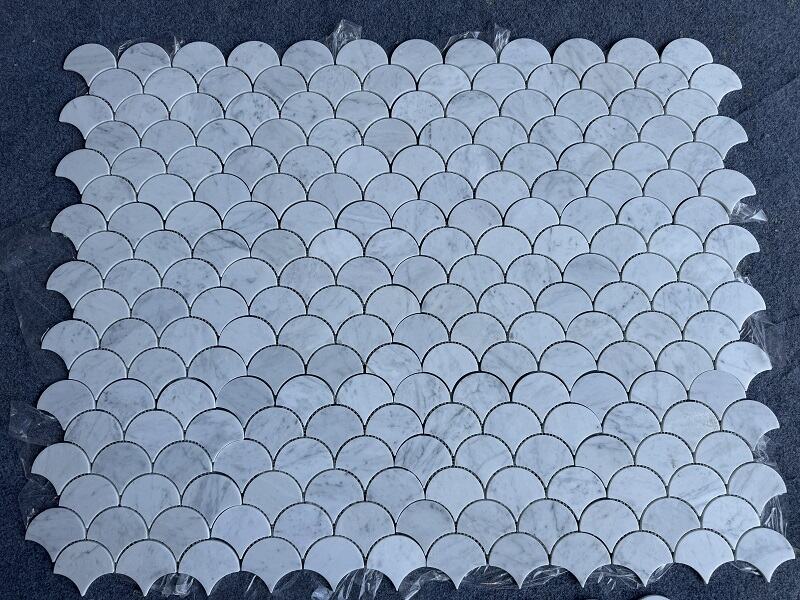 Carrara White Marble Fan Shape Mosaic | Marble Mosaic