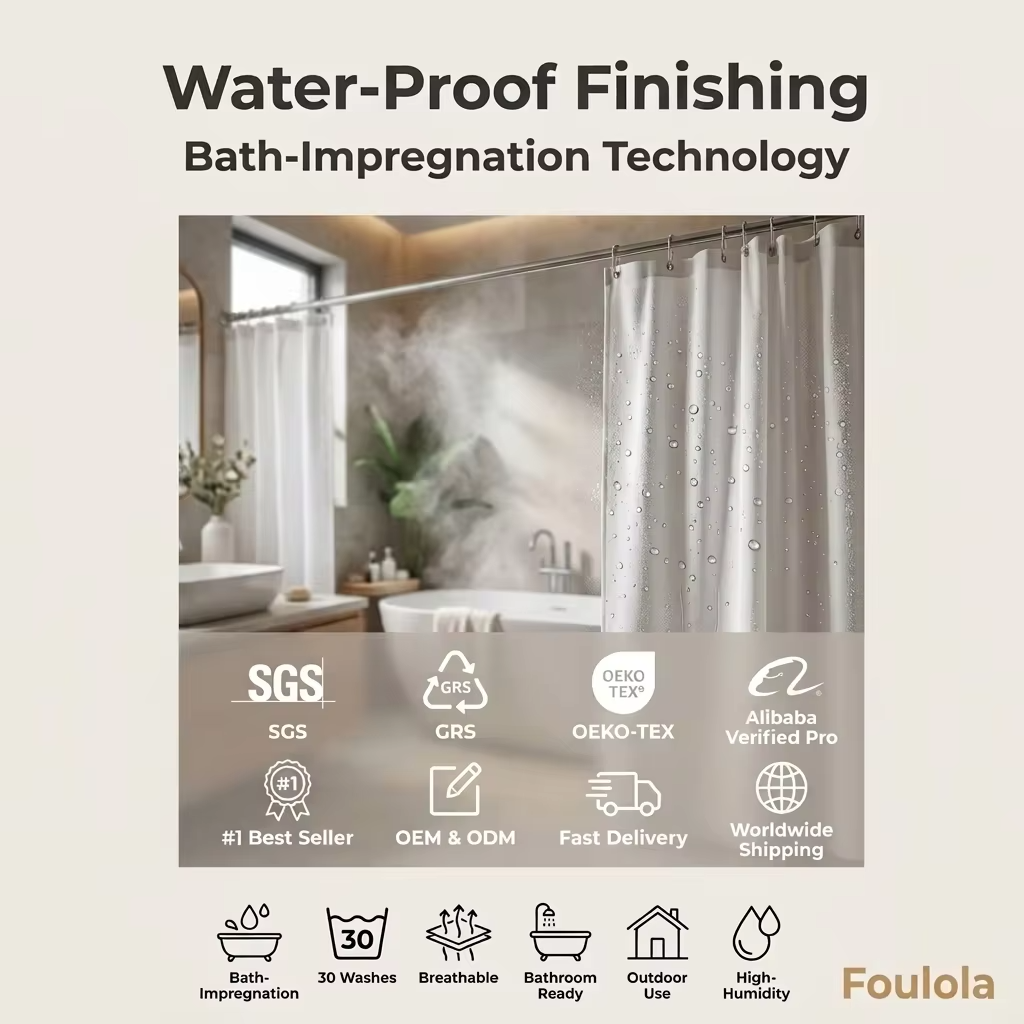 Water-Proof Curtain Fabric | Bath-Impregnation Durable Finish | Foulola