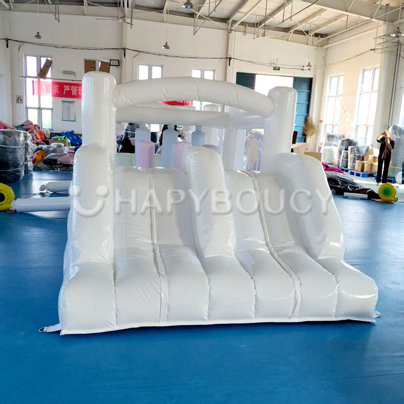 White 0.55mm PVC Pastel Inflatable Obstacle Bounce Slide White ...