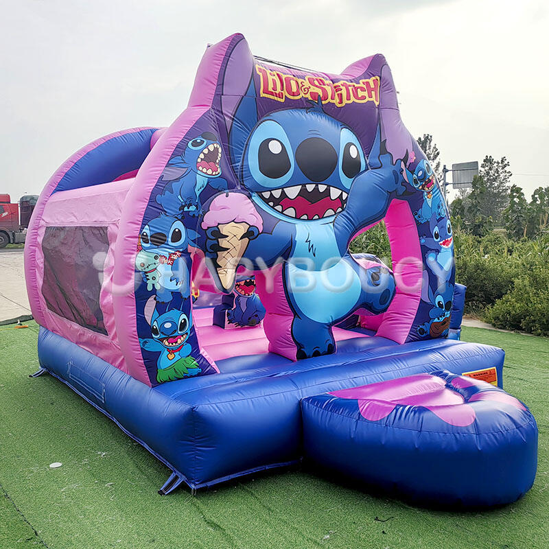 Lilo and Stitch Jumping Castle with Slide Kids Inflatable Stitch Bouncy ...