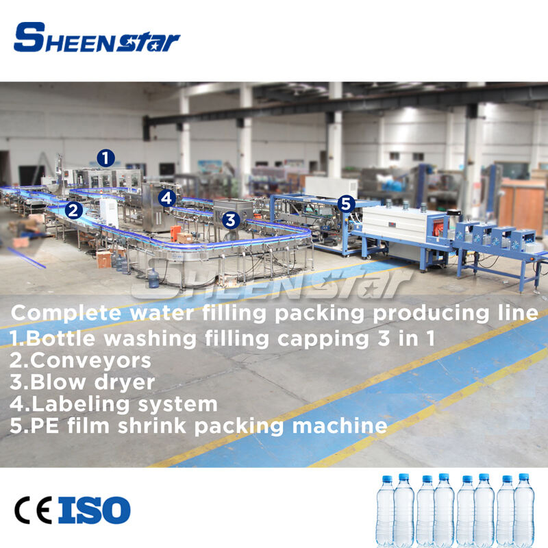 Automatic mineral water making machine PET bottle filling machine bottling labeling packing line ...