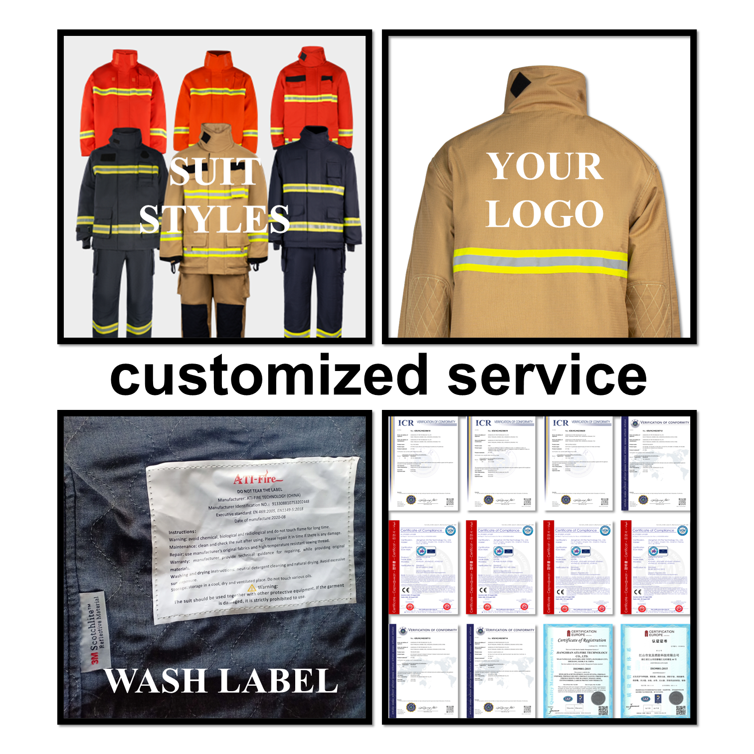 بدلة مقاتل الحريق من ATI-FIRE NOMEX IIIA بأربع طبقات لون كaki، بدلة مقاتل الحريق من ATI-FIRE ...