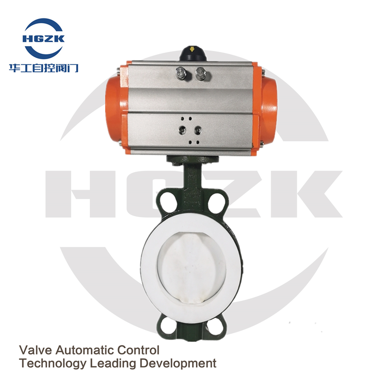 Pneumatic fluorine lined wafer butterfly valve D671F4-16C, China Pneumatic fluorine lined wafer ...