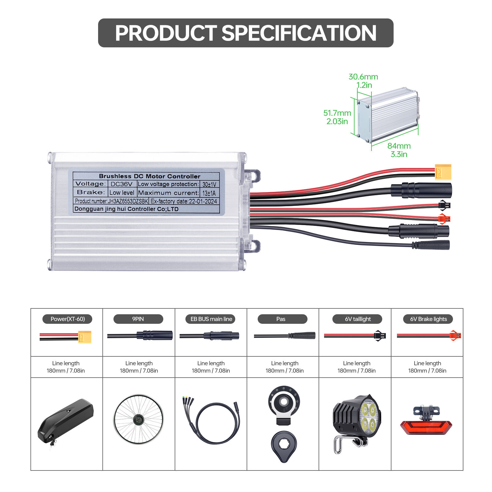 36V 250W Brushless DC Motor Controller | Accessories | Saibaike Ebikes