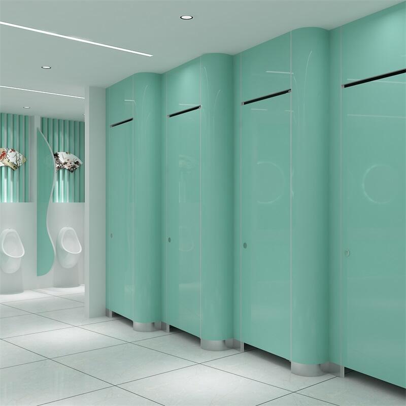 Rounded Corners Outlook Design HPL Partition | HPL Toilet Partitions ...