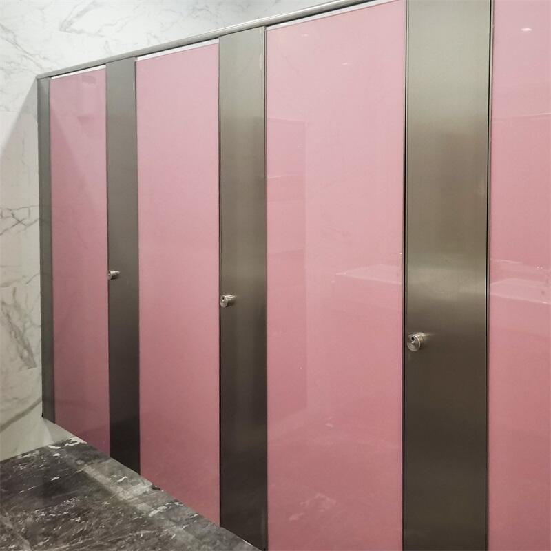Premium Pink Glass WC Partitions with Stainless Steel Pilaster – 5-Year ...