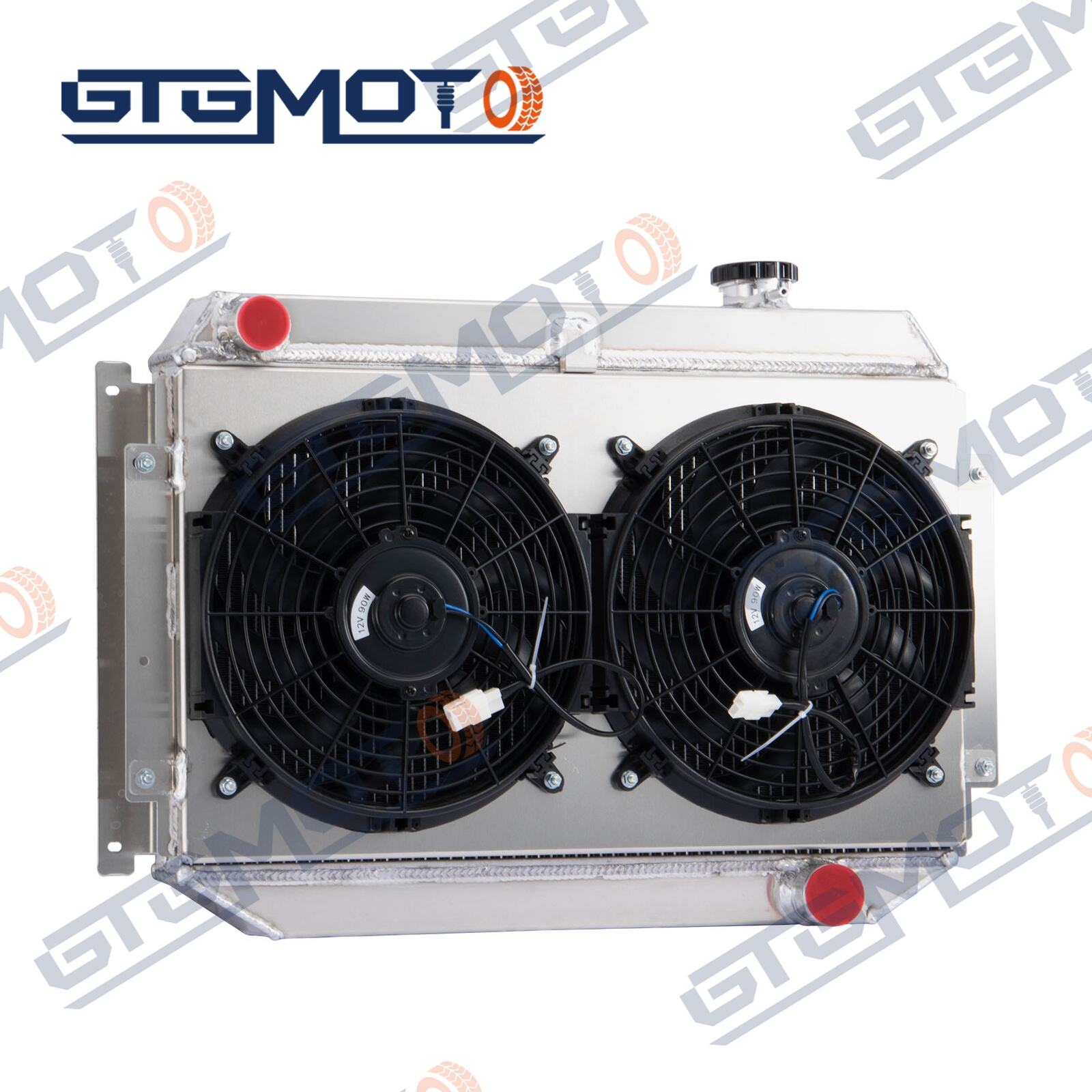 GTGMOTO Heavy Duty 2 Row Aluminum Radiator with Fan Shroud & Relay for ...