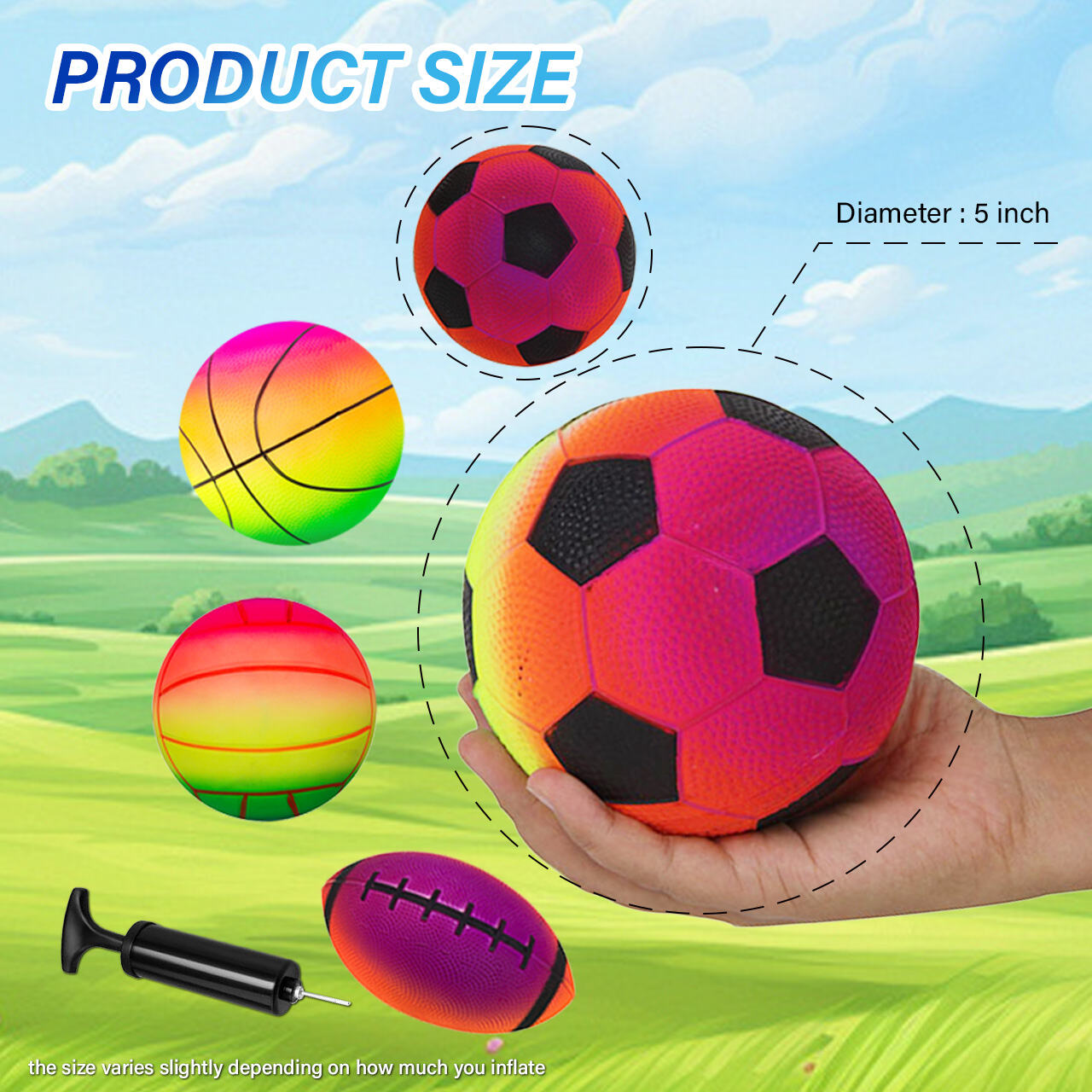 MOZURU 5inch Colorful PVC Rainbow Ball | Rainbow ball/Cloud ball ...