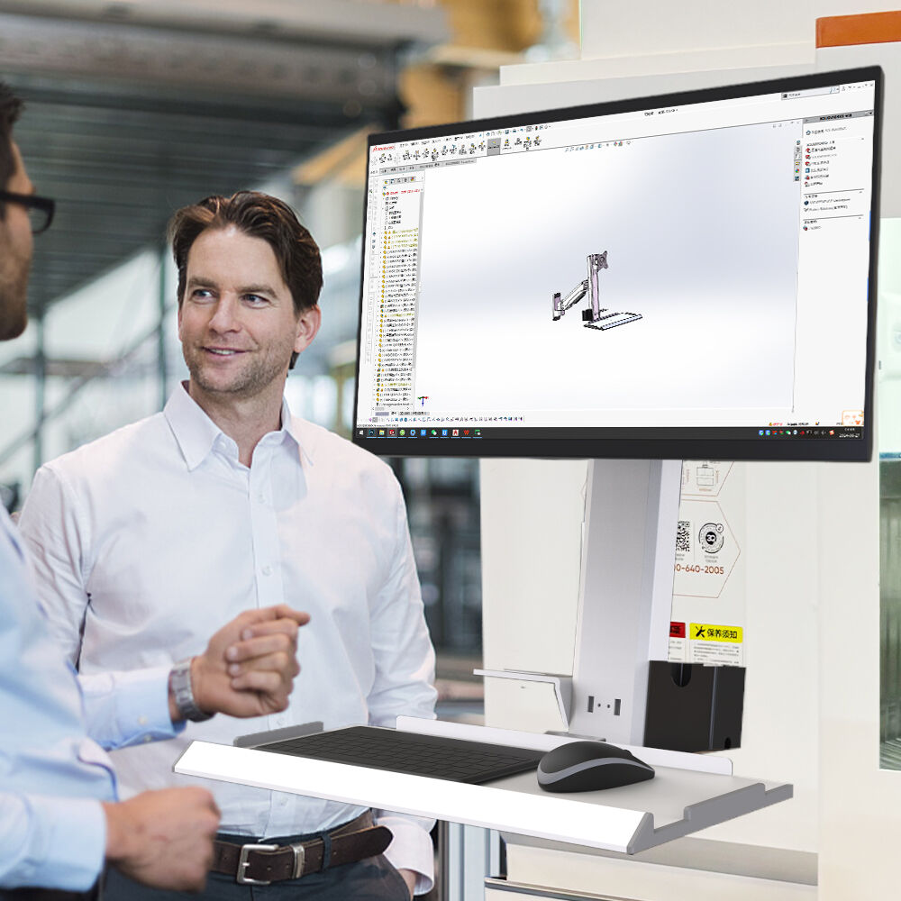 T8-MA00KB White Industrial workstation Gas Spring Monitor Arm Wall ...