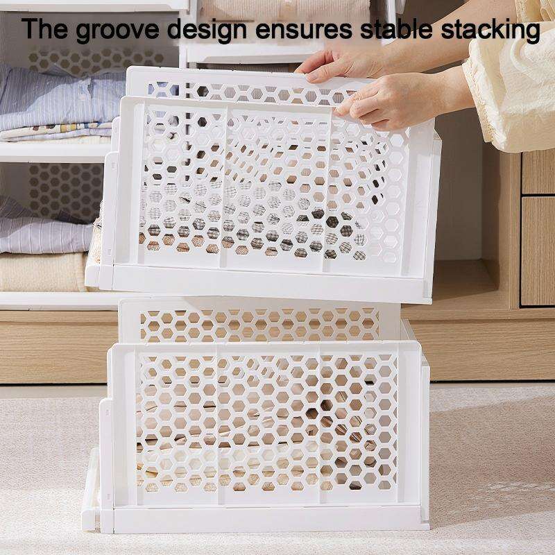 Stackable Plastic Storage Baskets — Industrial Wardrobe Organization ...