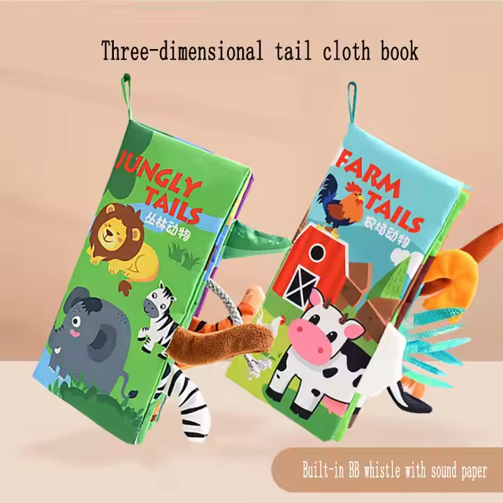 Animal Tail Cloth Book - Interactive Soft Baby Toys