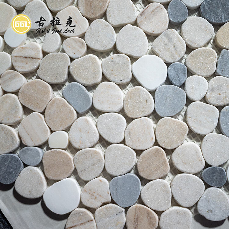 Riverstone Round Stone Mosaic Tile for Wall Garden Flooring Decor ...