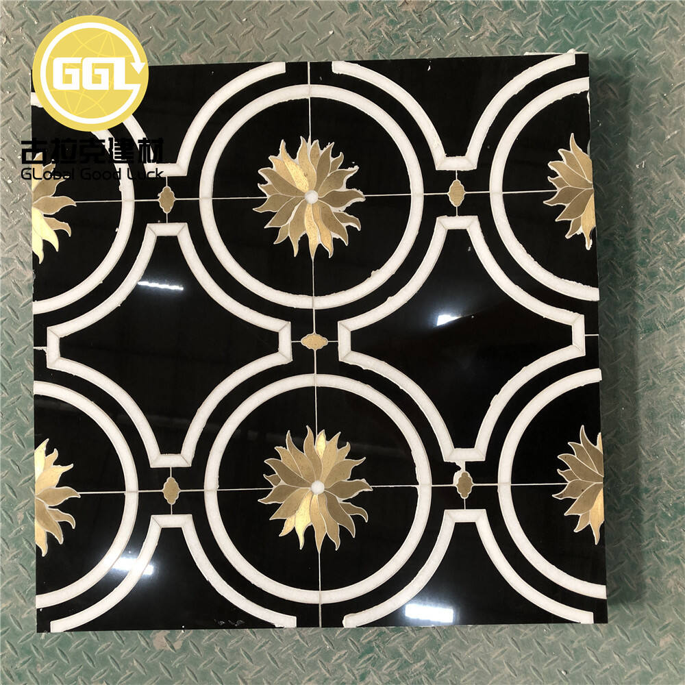 Marmor Mosaic Tile Aurum HELIANTHUS Pattern Brass Inlay Mosaics pro ...