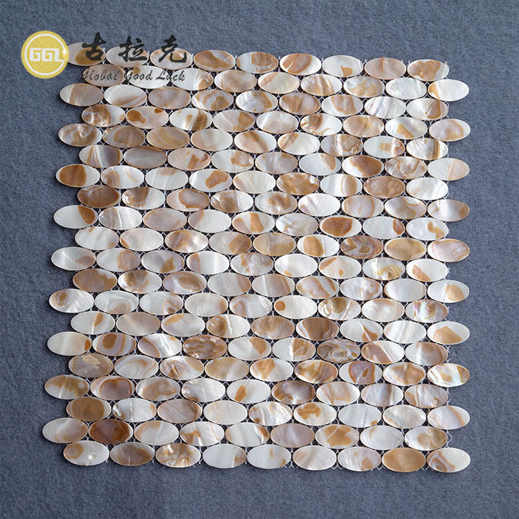 Oval Seashell Mosaic Tile For Kitchen Backsplash and Shower Wall ...