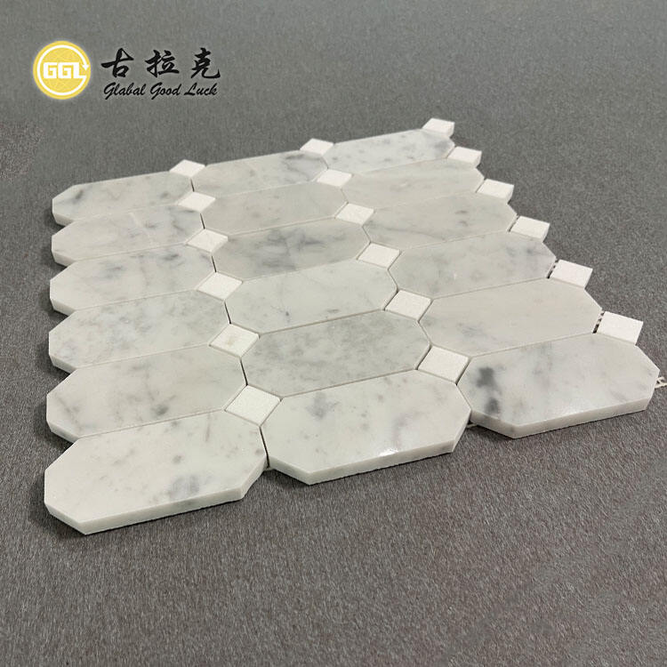 Carrara White Octagon Shape Marble Mosaic Tile | Unique Mosaic ...