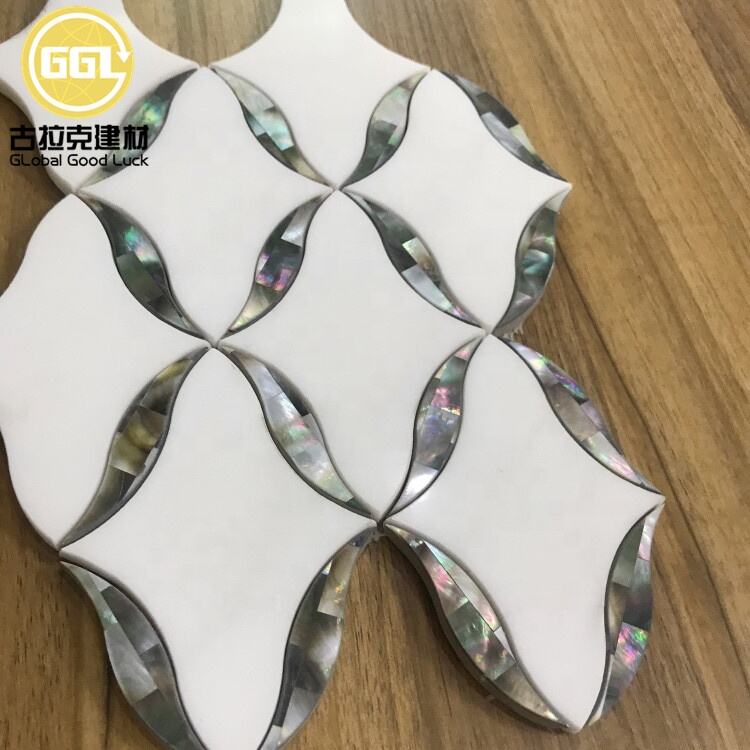 Stone Mosaic Tile Waterjet Mosaic Tile Butterfly Sea Shell Mosaic Tile ...