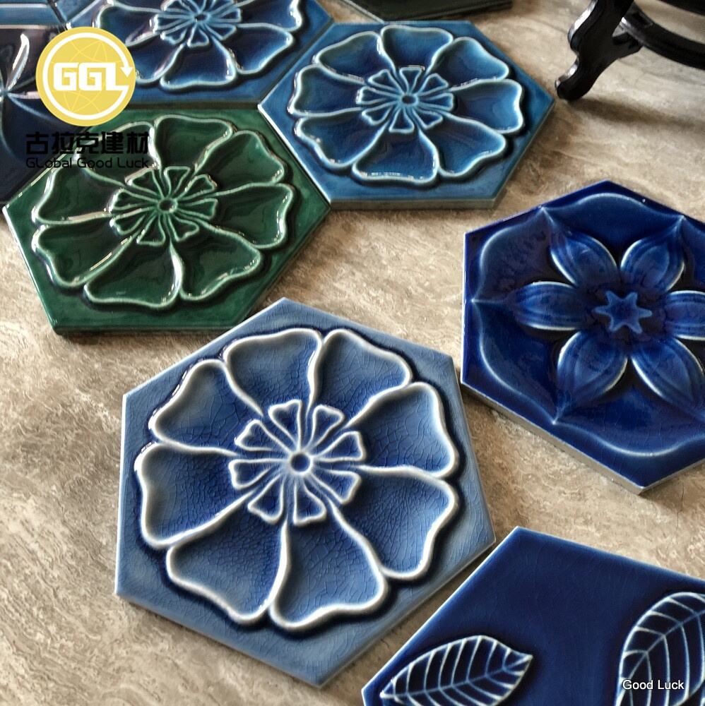 Hexagon Tile Mosaic Home Villa Ceramic Mosaic Art Flower Tiles ...