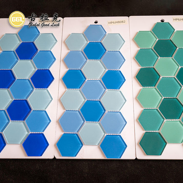 Modern Design Hexagon Shape Mix Color Crystal Glass Mosaic Tiles for ...