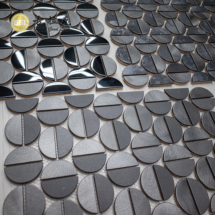 Mosaico de Azulejos Metálicos en Forma de Semicírculo para Cocina ...