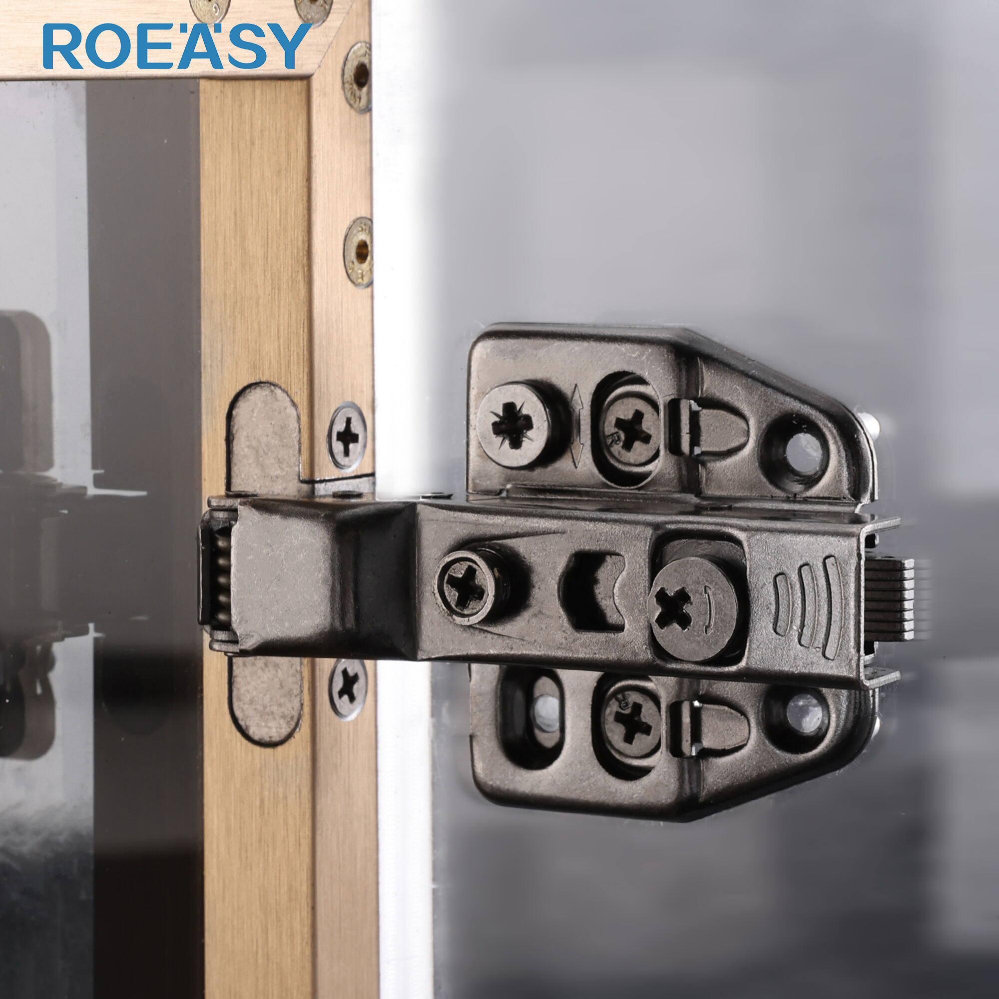 Roeasy CH-693A-3H-BN Glass Door 3D Cabinet Hinge Aluminum Frame Soft ...