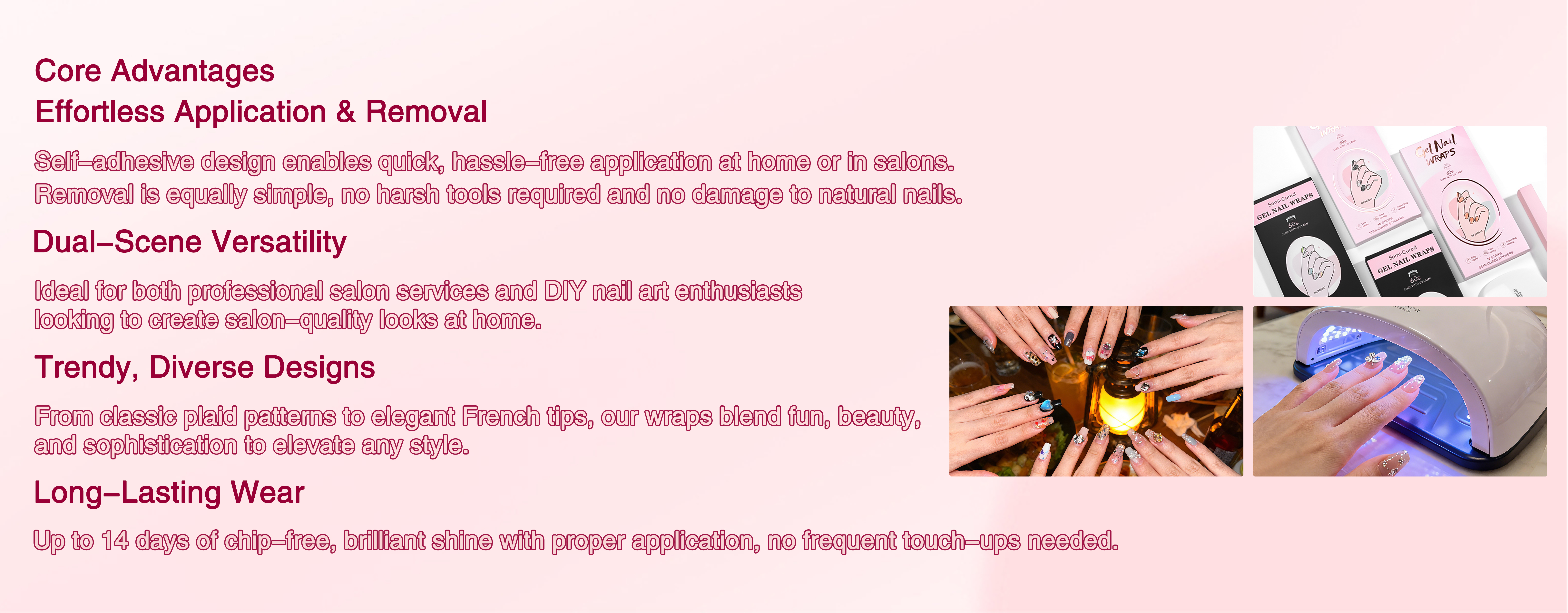 New Product Solid Macaron Color Scheme No UV Baked Gel Nail Stickers ...